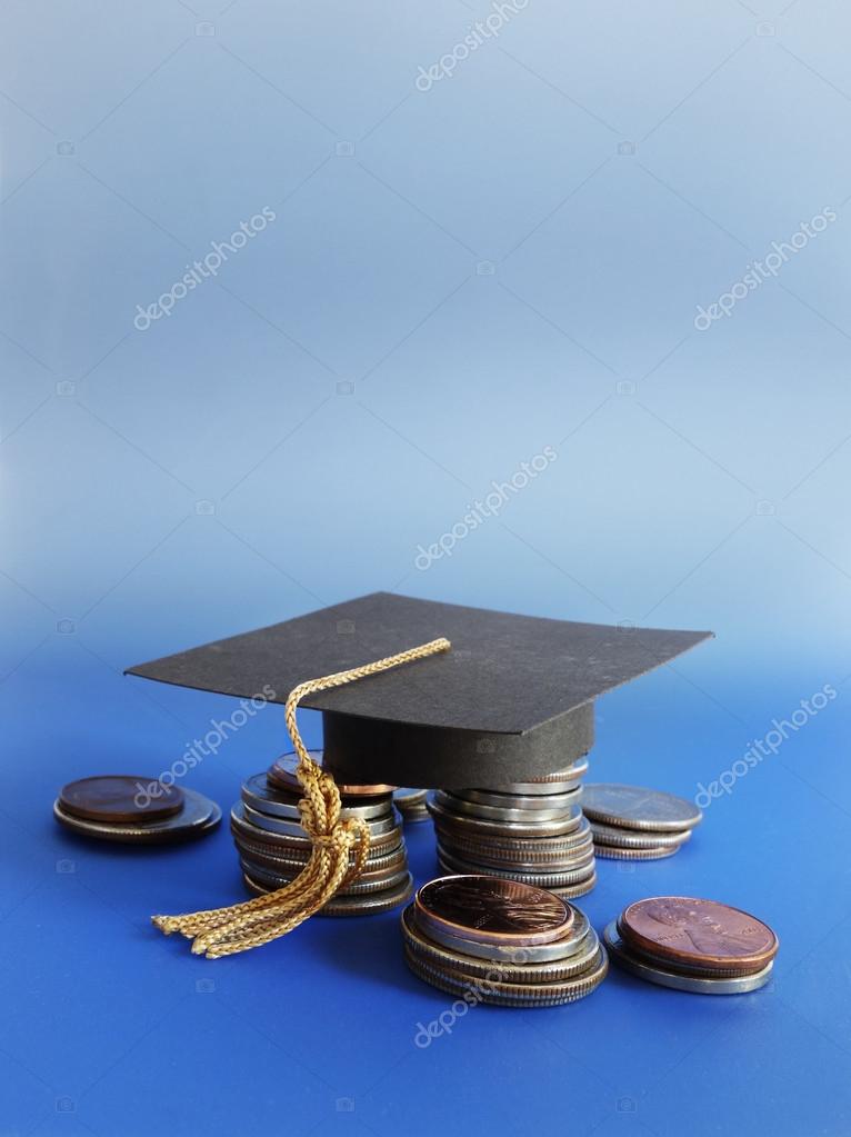 Grad cap and coins — Stock Photo © zimmytws #59389261