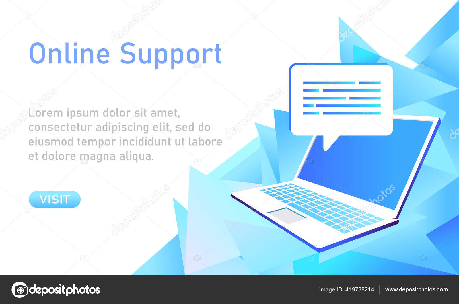 Vector Illustration Web Page Background Blue Geometric Pattern Online ...