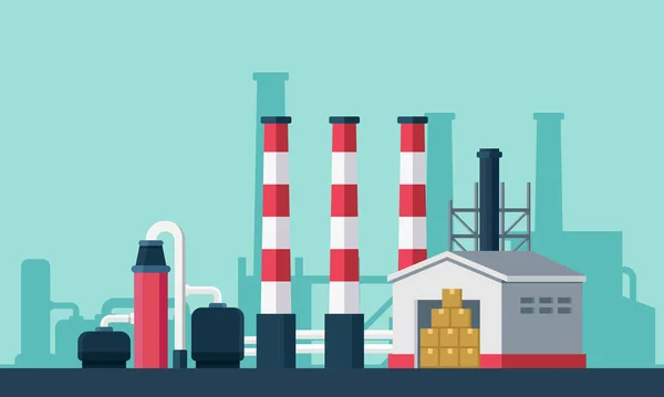 Vector Illustration Chemical Processing Plant Pipelines Chimneys ...