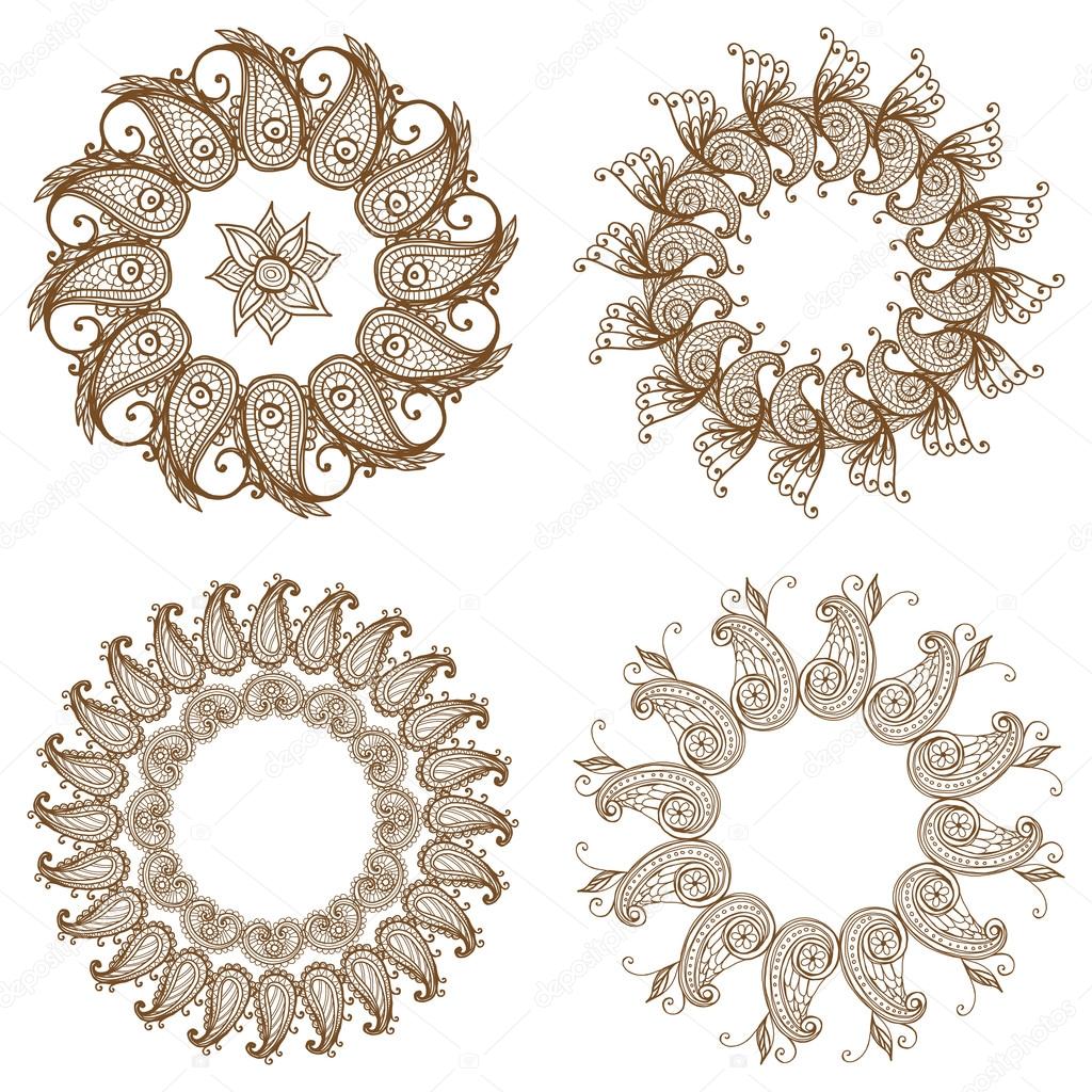 Set of four ethnic circular mehandi ornaments Stock Vector Image by ...