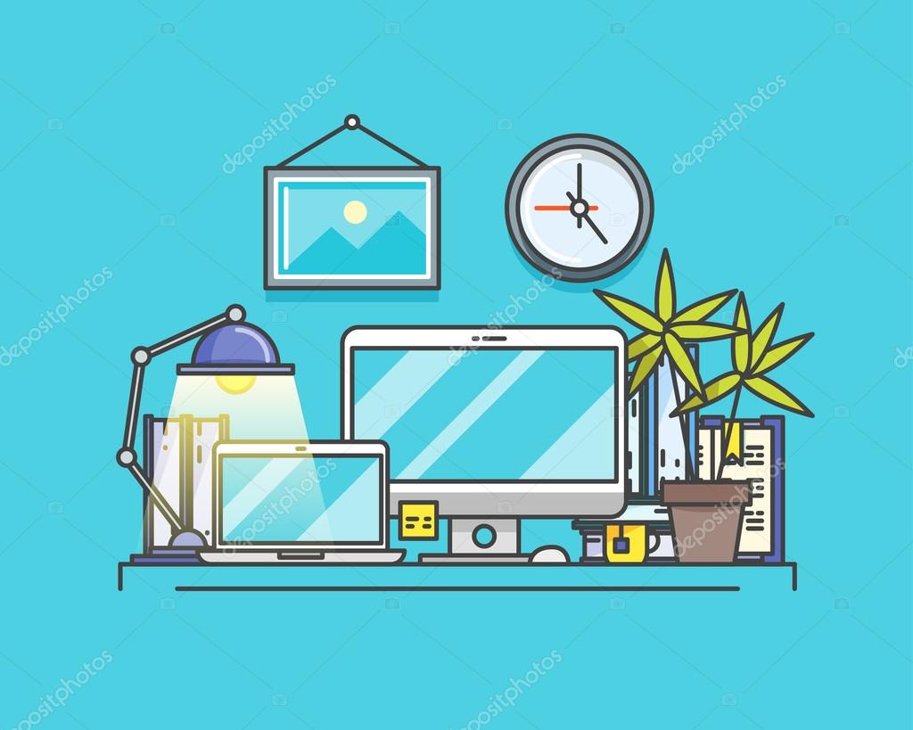 Colorful modern Workplace Stock Vector Image by ©mrEleidan #84559368