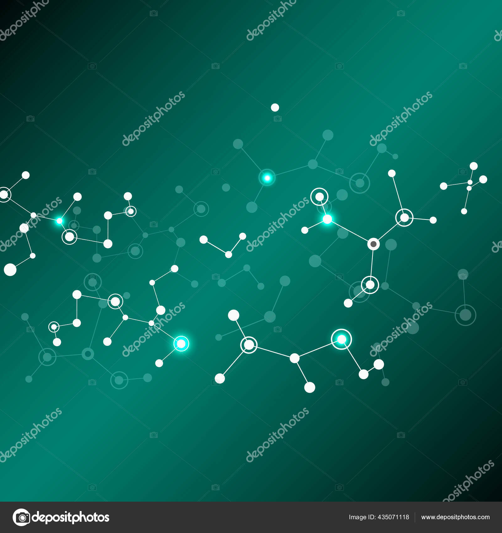 Vector molecules with lines connection points. Colorful geometric ...