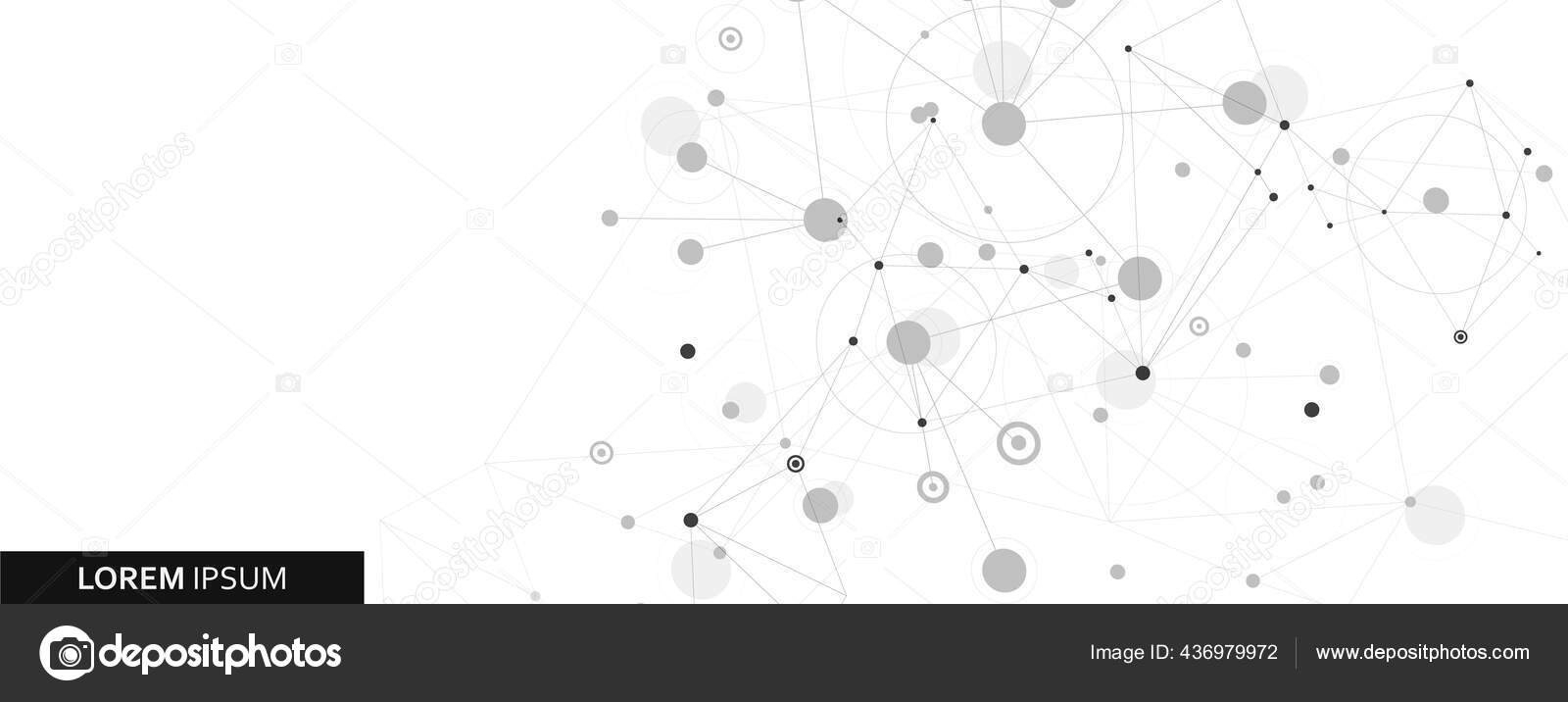 Vector lines, circle, dots connect in abstract style. Circle shape ...