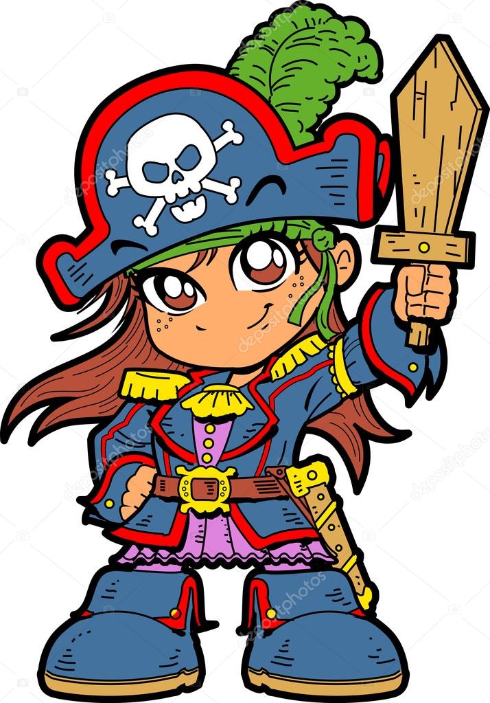 Cute Girl Pirate — Stock Vector © KennyK #90095420