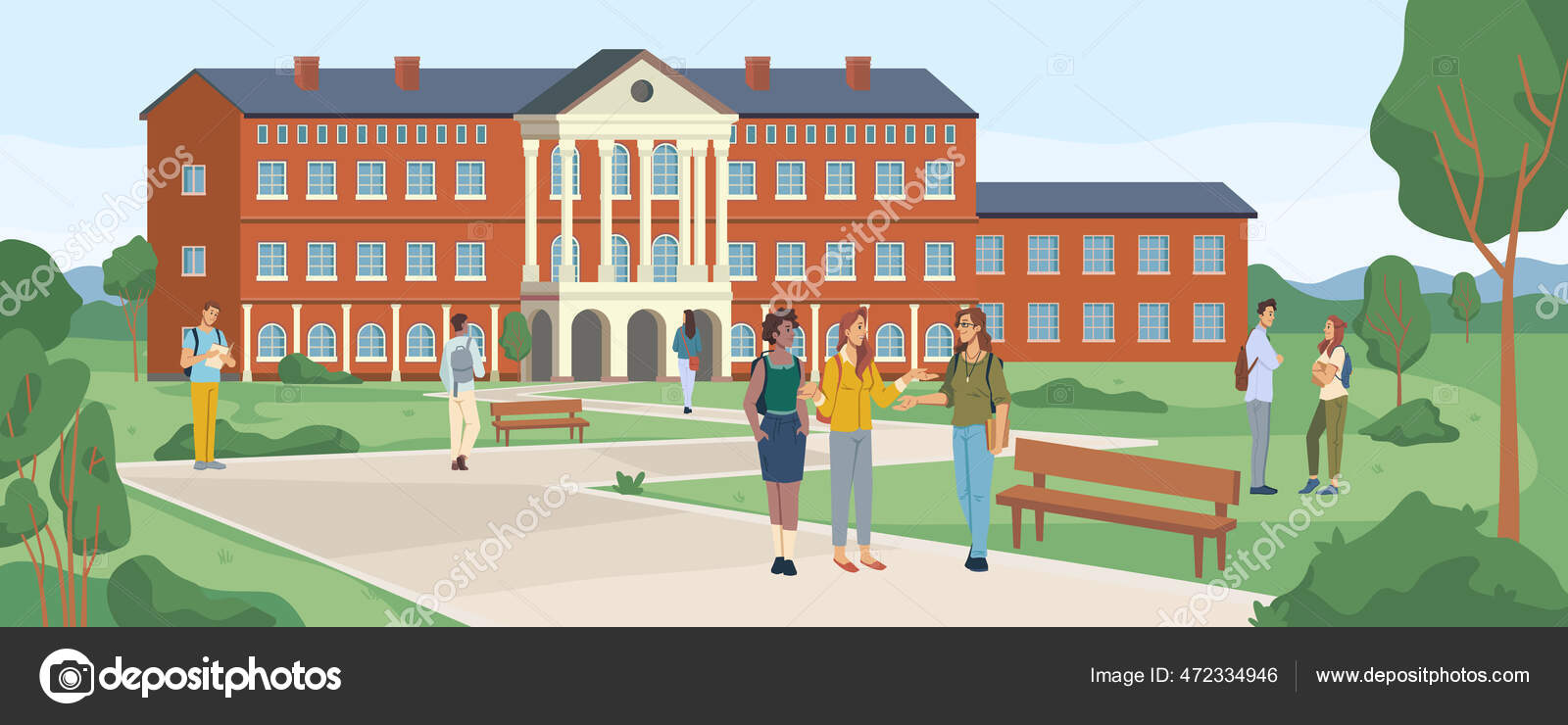 Dessin Animé Du Bâtiment De L'université