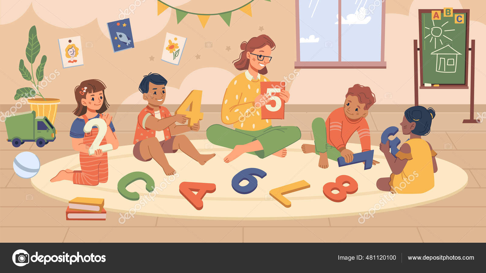 Teacher Teaching Kids Cartoon