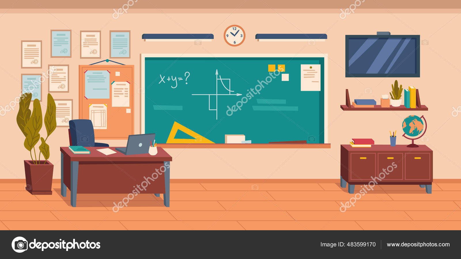 Empty school or college classroom interior vector Stock Vector by ...