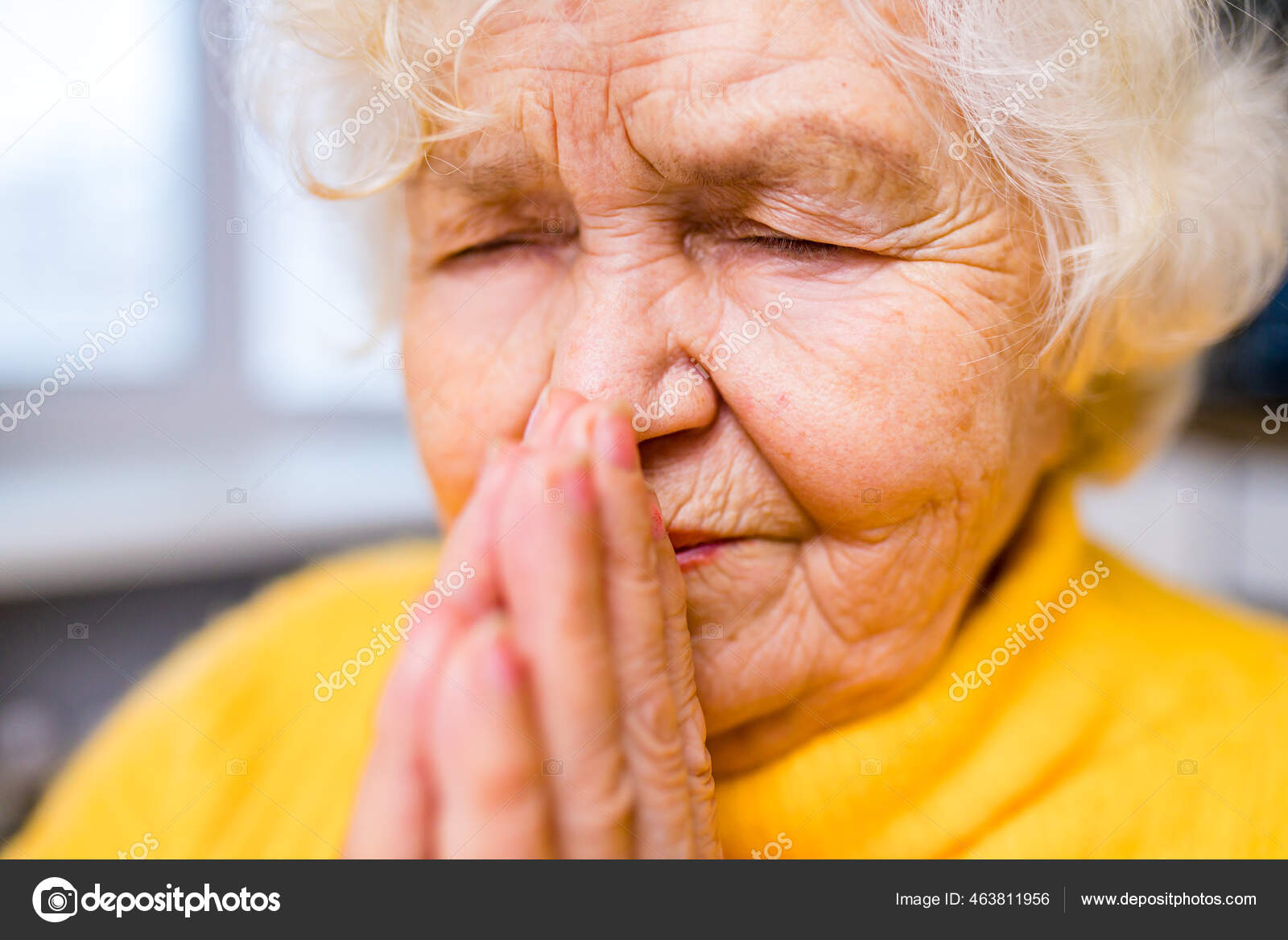 Caucasian woman asking for help from god ,hope for miracle feeling ...