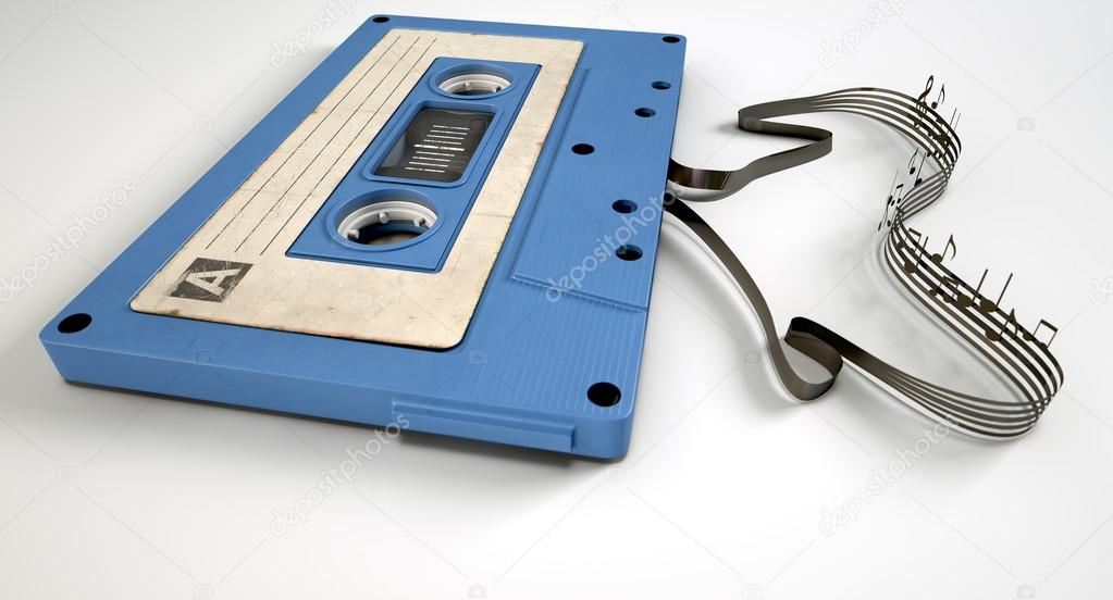 Cinta de casete y concepto de notas musicales 2022