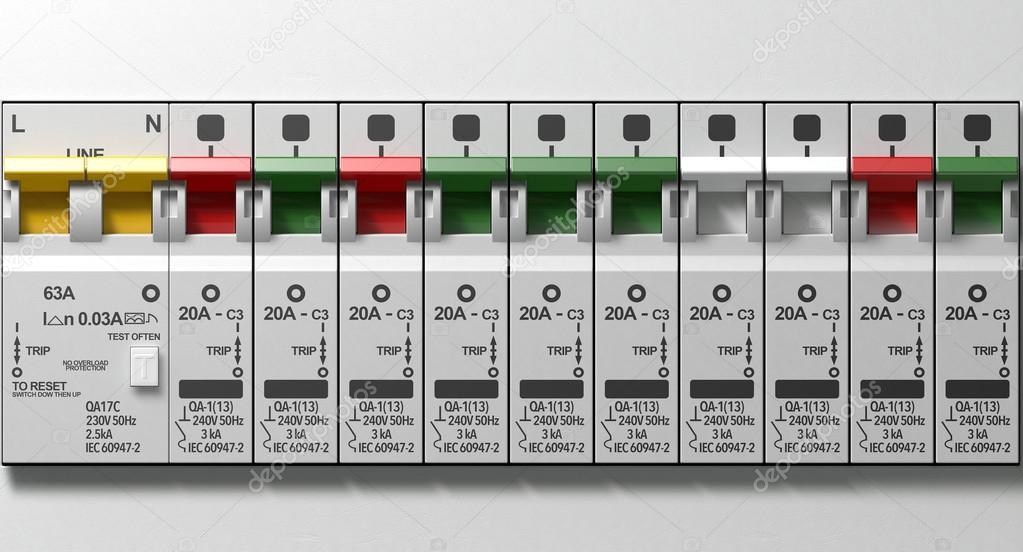 Electrical Circuit Breaker Panel — Stock Photo © albund #65820289
