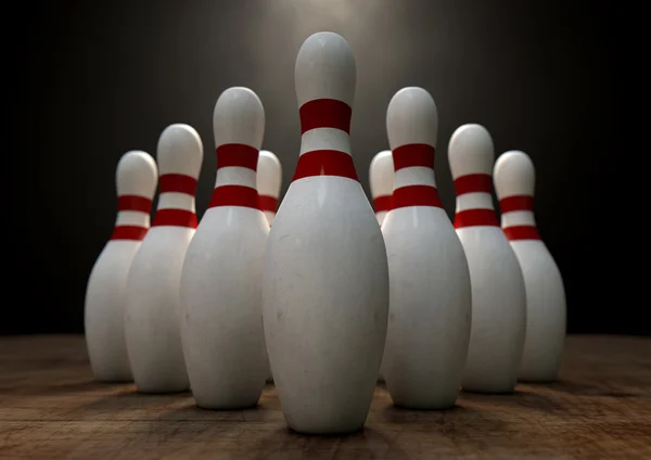 Ten Pin Bowling Pins And Ball — Stock Photo © albund #72125119