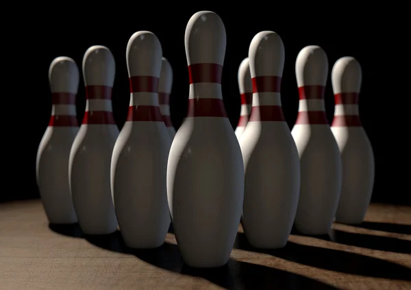 Ten Pin Bowling Pins And Ball — Stock Photo © albund #72125119