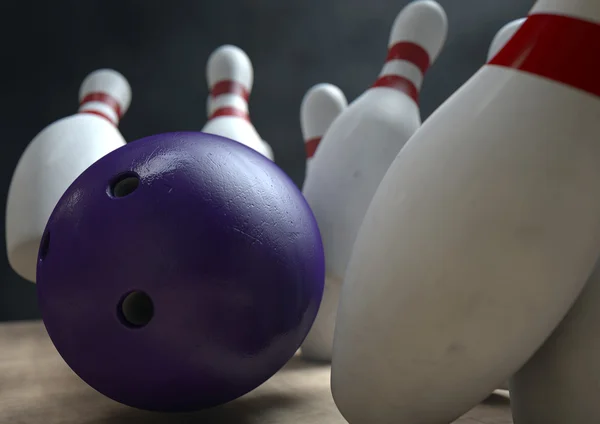 Ten Pin Bowling Pins And Ball — Stock Photo © albund #72125119