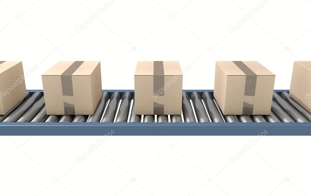 Roller Conveyor With Boxes Stock Photo by ©albund 89027166