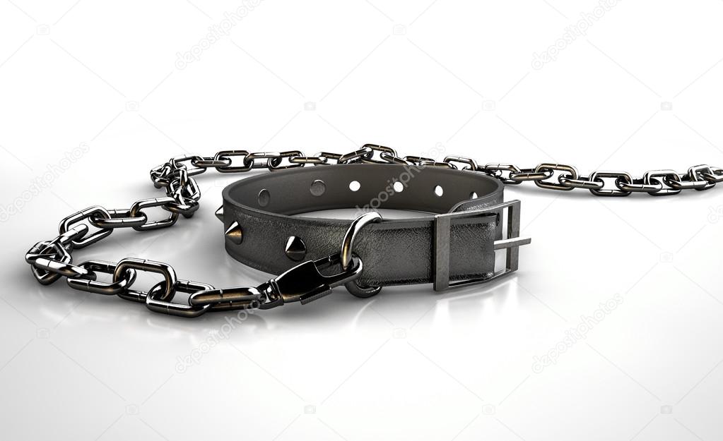 Leather Studded Collar And Chain Stock Photo by ©albund 96923500