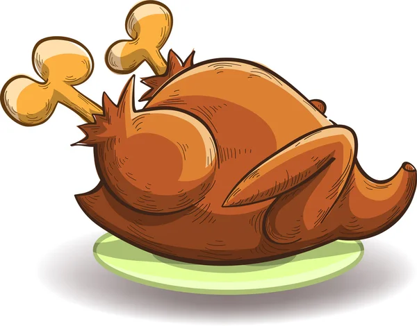 Dívku jíst pečené kuře kreslený obrázek — Stock Vektor © indomercy2012 ...