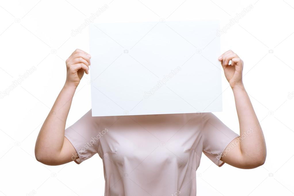 Girl Holding Blank Paper