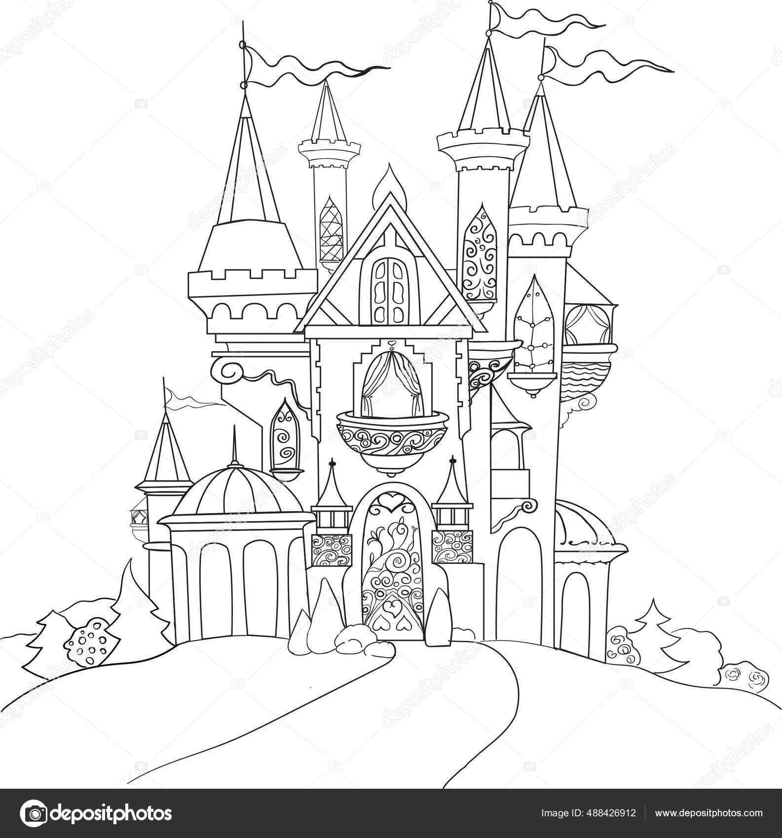 Istana Gambar Coloring Sketsa Mewarnai Castelo Frozen Kartun Cool2bkids ...