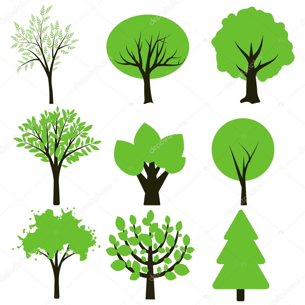 Simple trees set — Stock Vector © elyomys #92806058