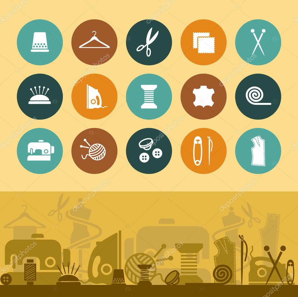 Sewing And Needlework Icons And Banner Stock Vector Image By ©klava