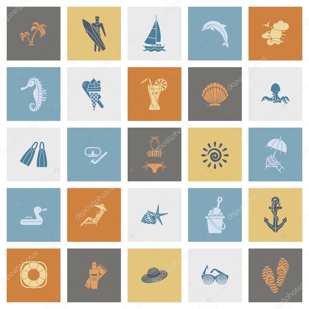 Summer and Beach Simple Flat Icons Stock Vector Image by ©HelenStock ...