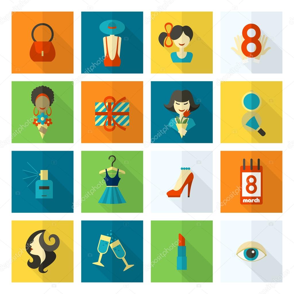 Womans Day Icon Set Stock Vector Image by ©HelenStock #111534648