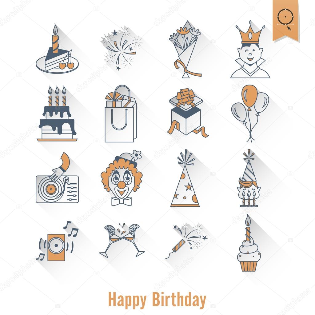 Happy Birthday Icons Set Stock Vector by ©HelenStock 120927192