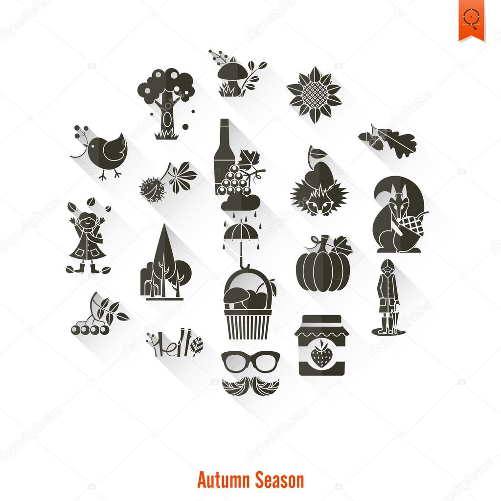 Set of Flat Autumn Icons Stock Vector Image by ©HelenStock #82886032