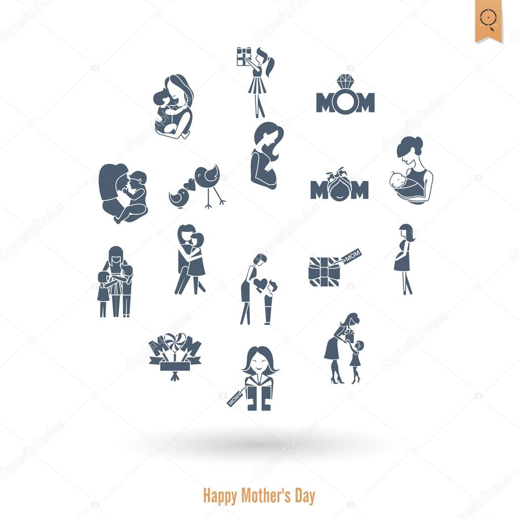Happy Mothers Day Icons Stock Vector by ©HelenStock 82979254