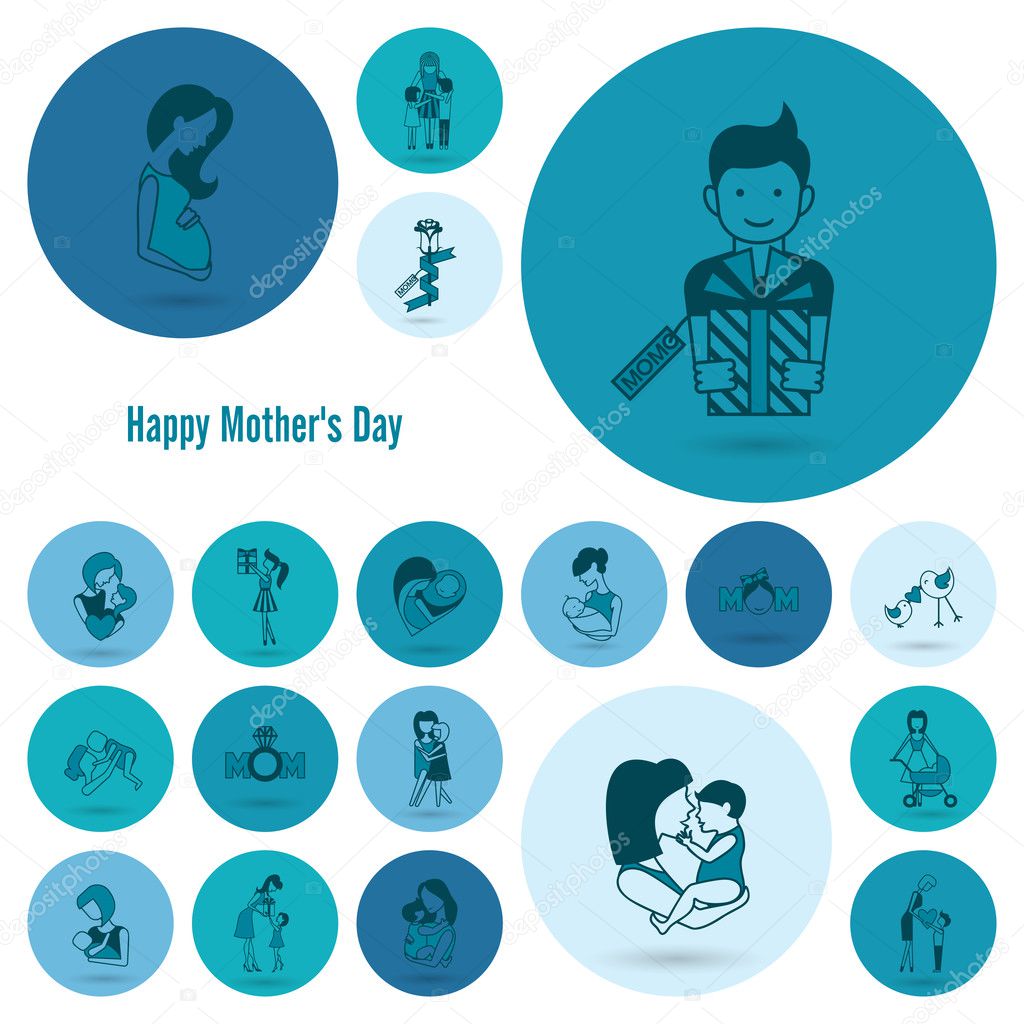 Happy Mothers Day Icons Stock Vector By ©helenstock 86796168