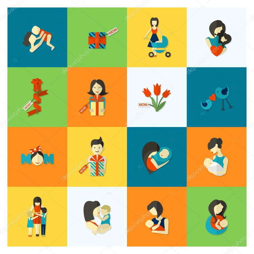 Happy Mothers Day Icons Stock Vector by ©HelenStock 90766574