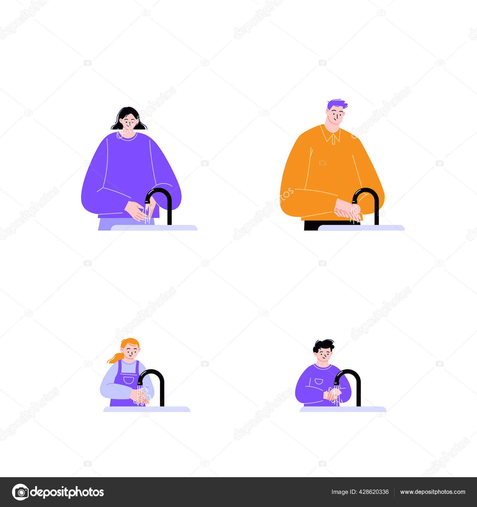 People washing hands Stock Vector Image by ©olga.w.boeva #428620336