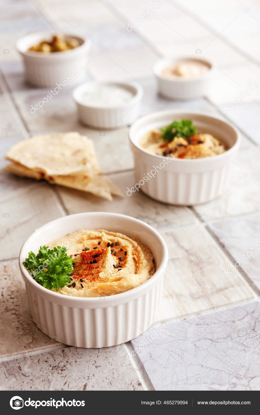 Bowl Hummus Traditional Jewish Arabian Middle Eastern Food Chick Peas ...