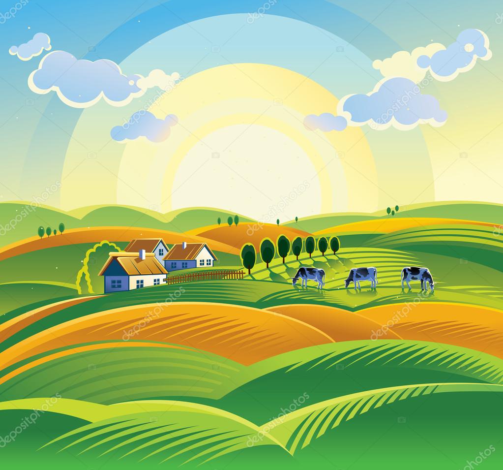 Summer countryside landscape — Stock Vector © crop_ #94843780