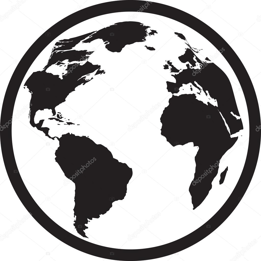 Icono de mundo blanco y negro — Vector de stock #73112585 — Depositphotos