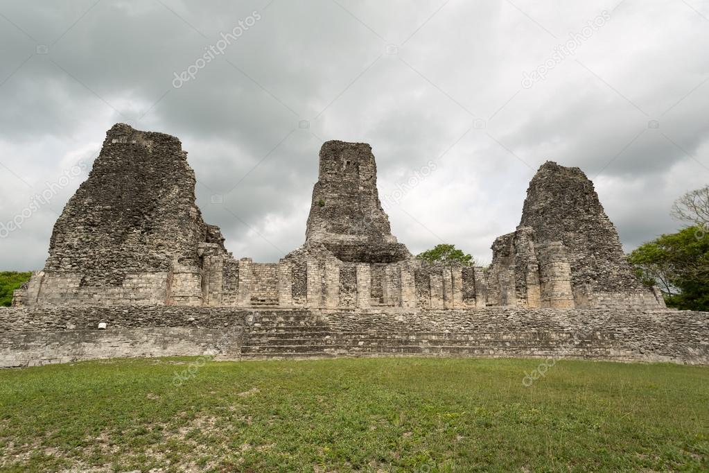 The Rio Bec Mayan construction style at Xpujil Stock Photo by ...