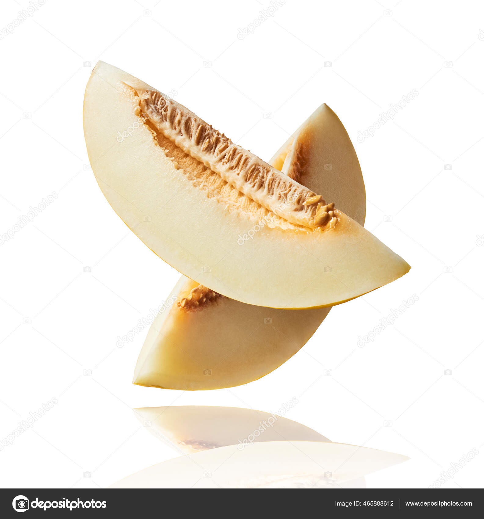 Fresh Raw Melon Falling Air Isolated White Background Food Levitation ...