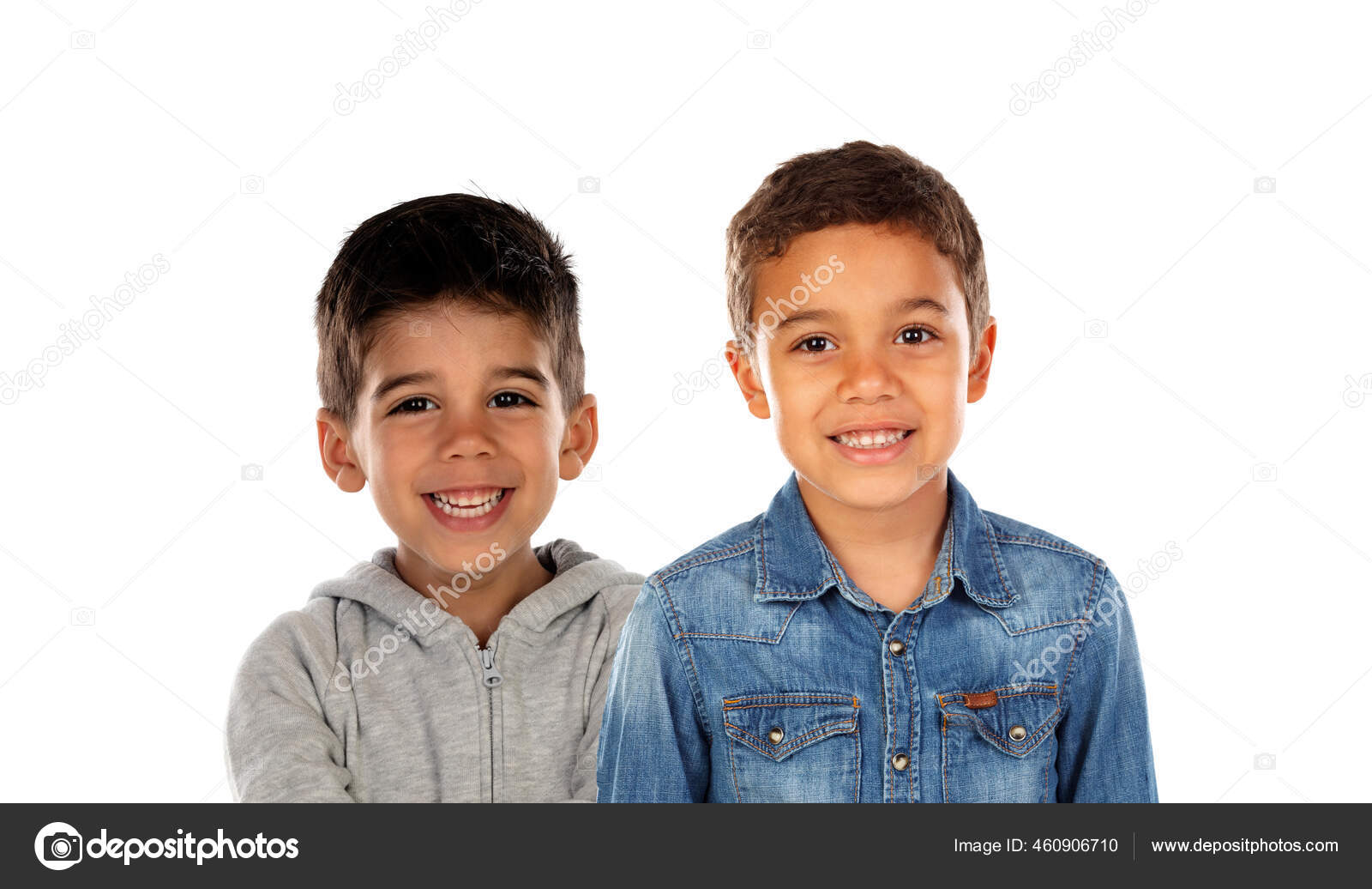 Two Beautiful Children Looking Camera Isolated White Background — Stock ...