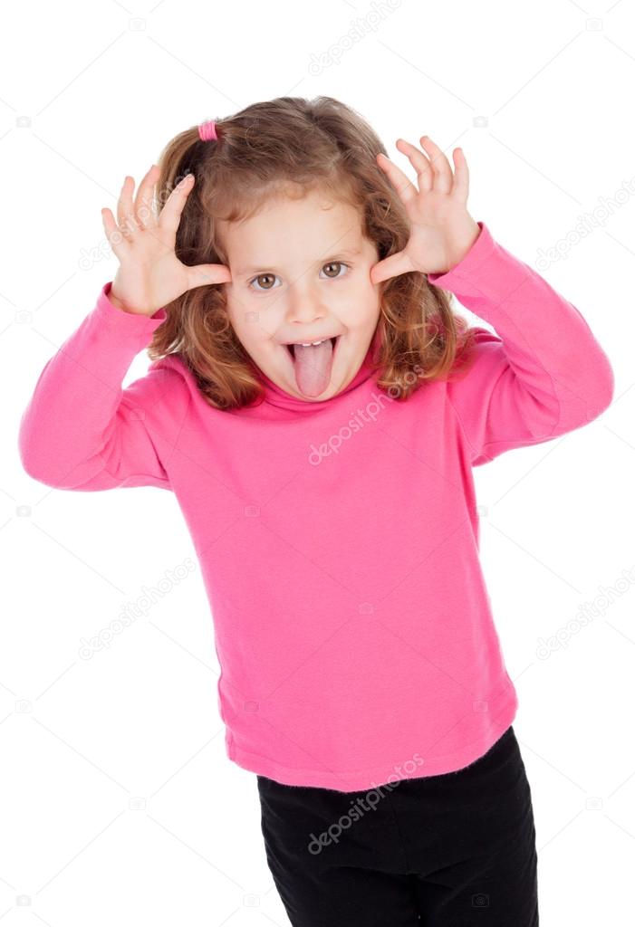 Little girl in pink mocking Stock Photo by ©Gelpi 66302163