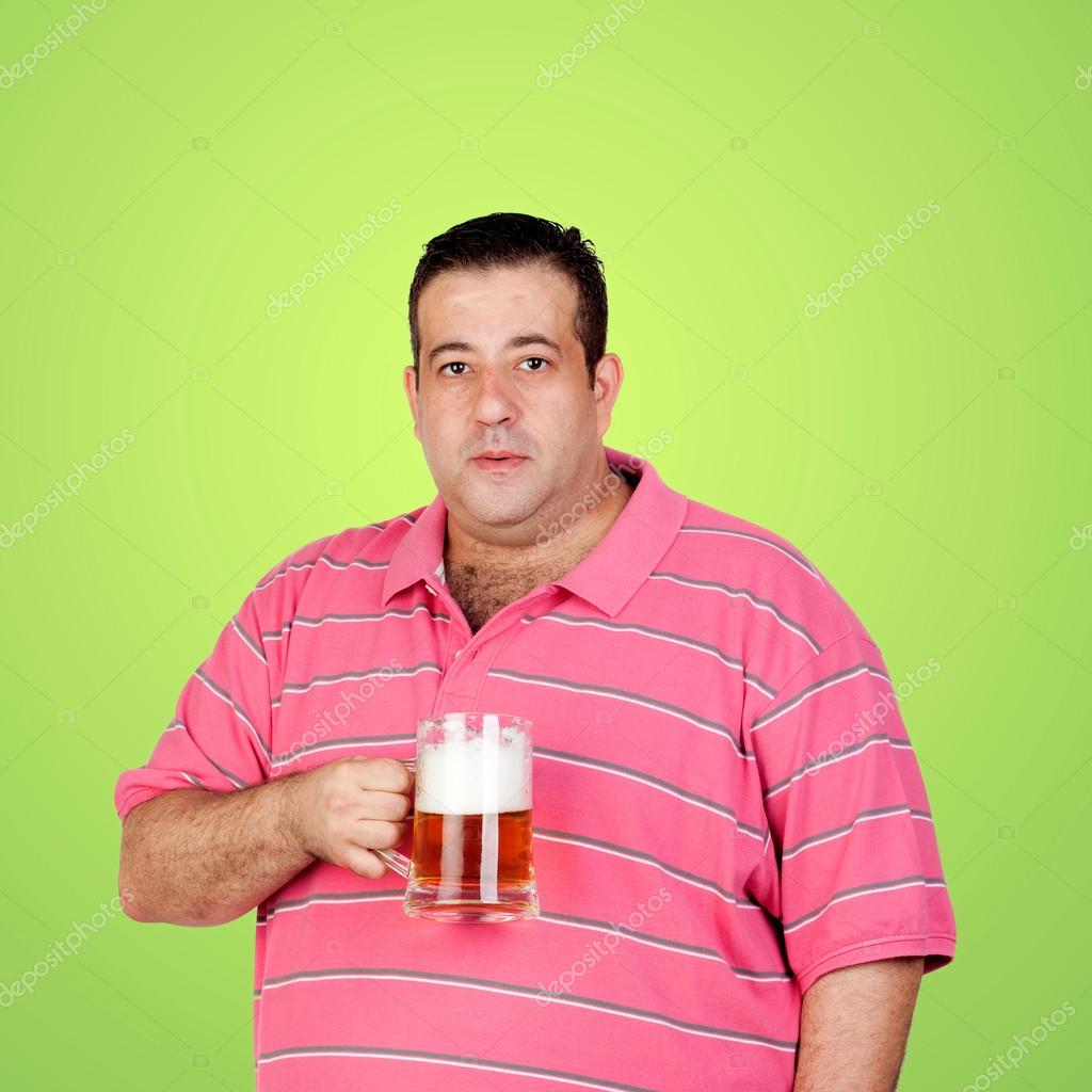 Fat Man Drinking Beer