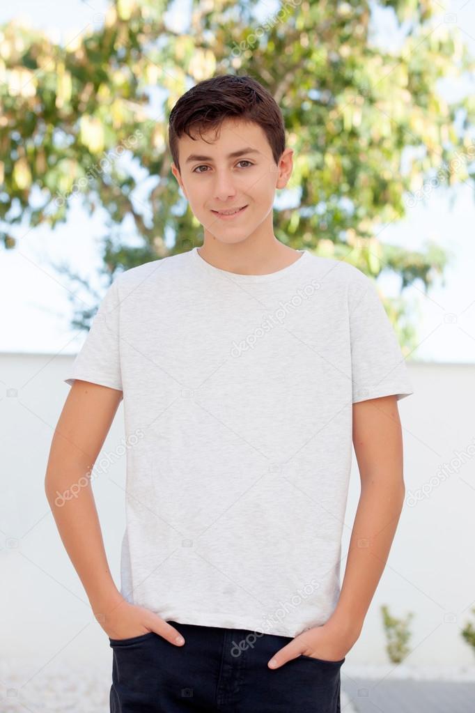 Teenage boy smiling outside — Stock Photo © Gelpi #84183612 Teenage boy smiling outside — Stock Photo © Gelpi #84183612