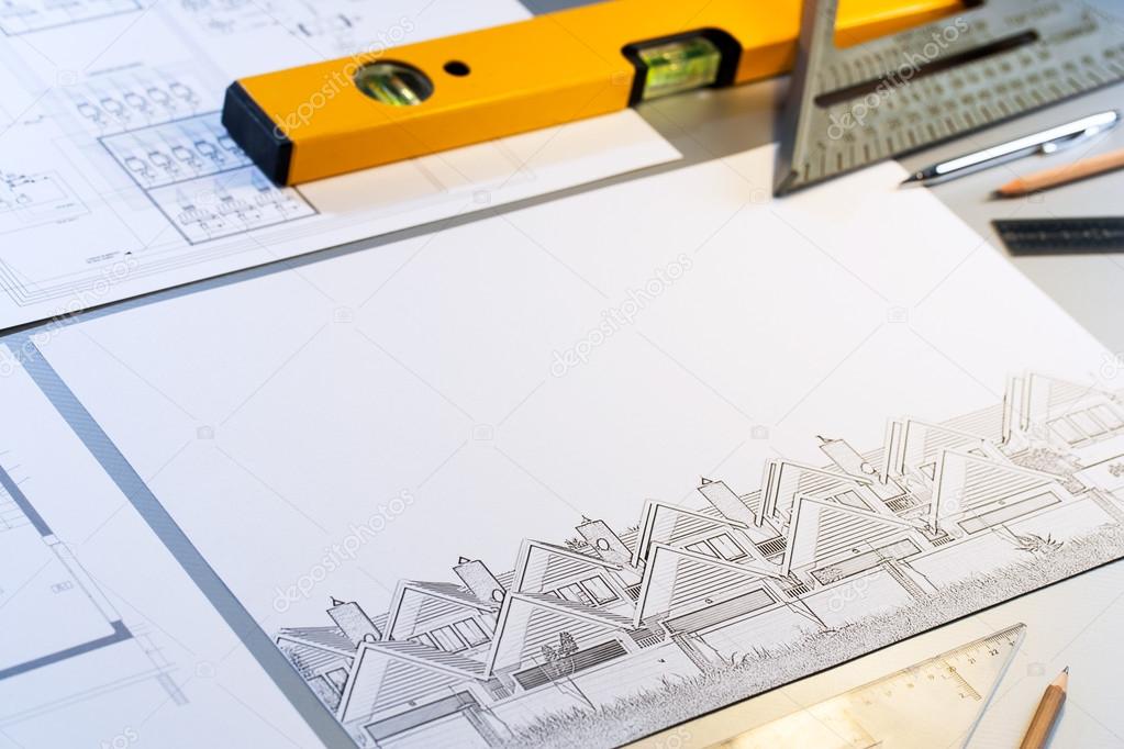 Architectural plans with tools. Stock Photo by ©karelnoppe 67144427