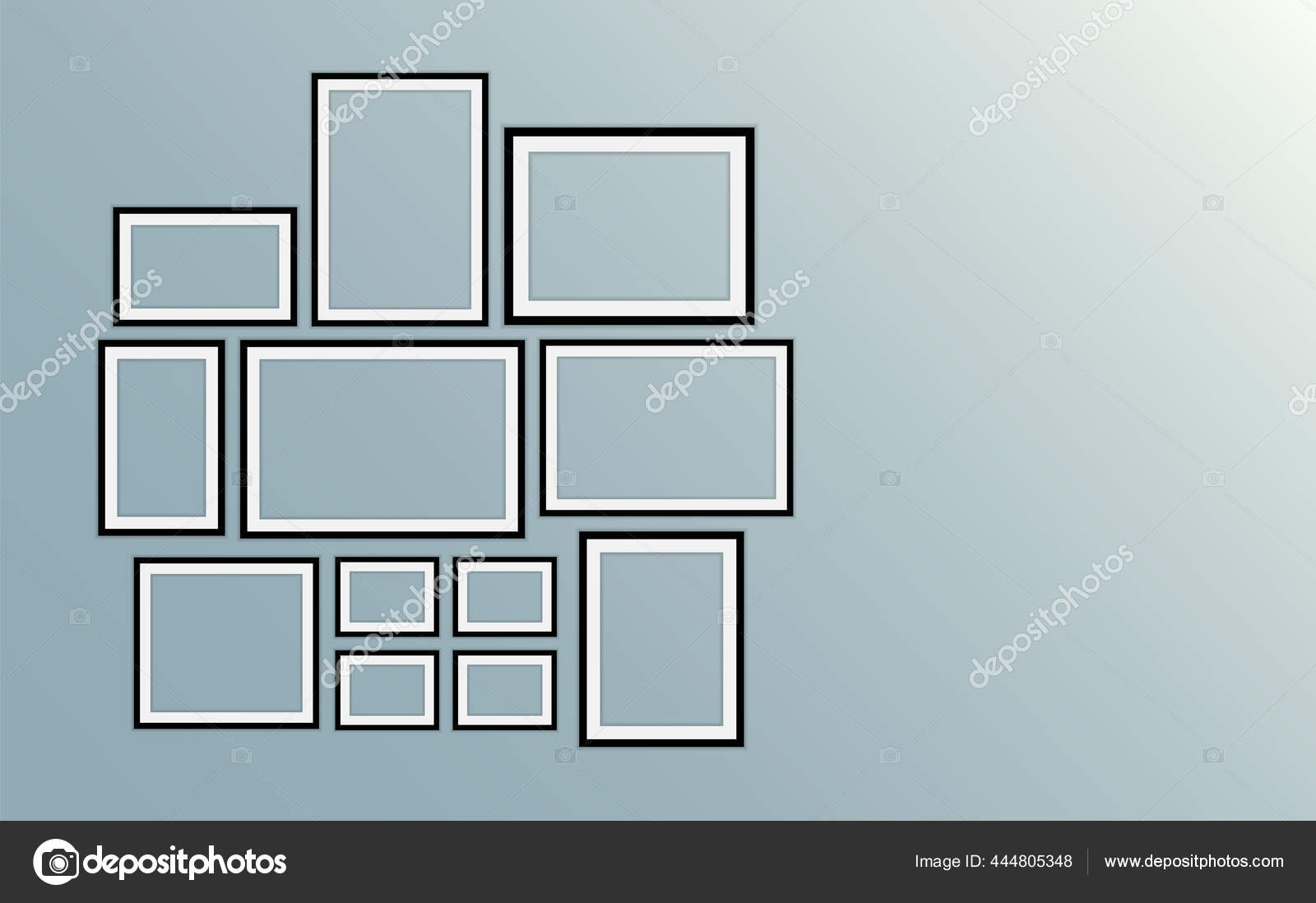 Set Realistic Black Picture Frame Stock Vector by ©khonkangrua 444805348