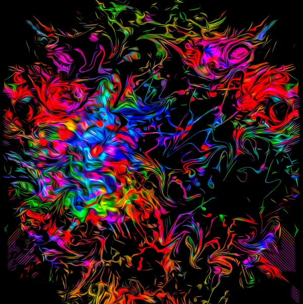 Weird colorful psychedlic pattern. Odd stained pic. Wavy deco clutter ...