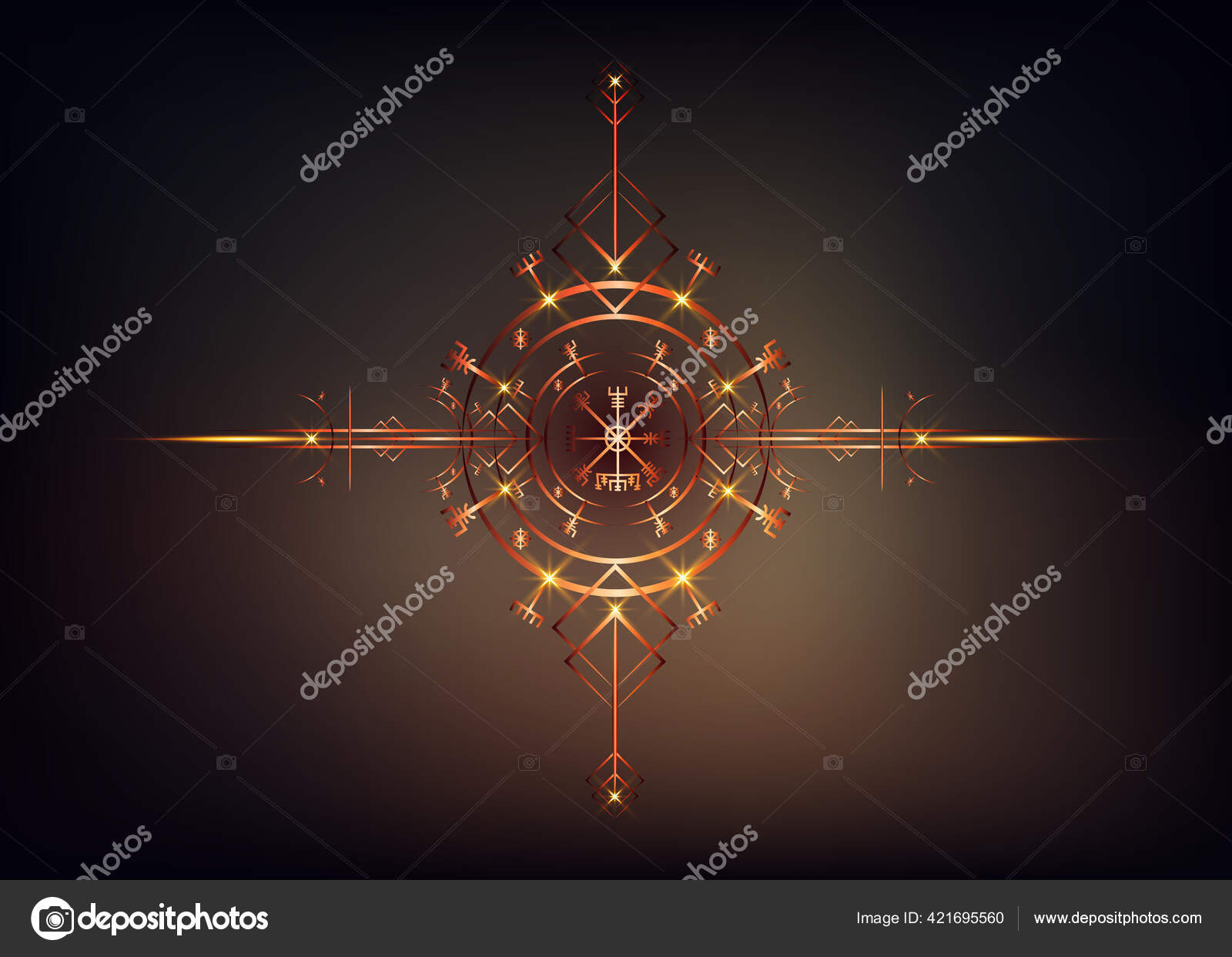 Magic Ancient Viking Art Deco Vegvisir Magic Navigation Compass Ancient ...