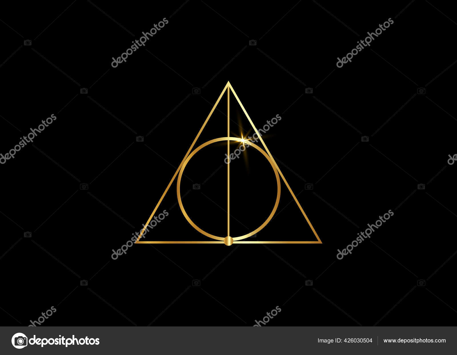 Gold Sacred Magic Geometry Occult Symbol Vector Isolated Black ...