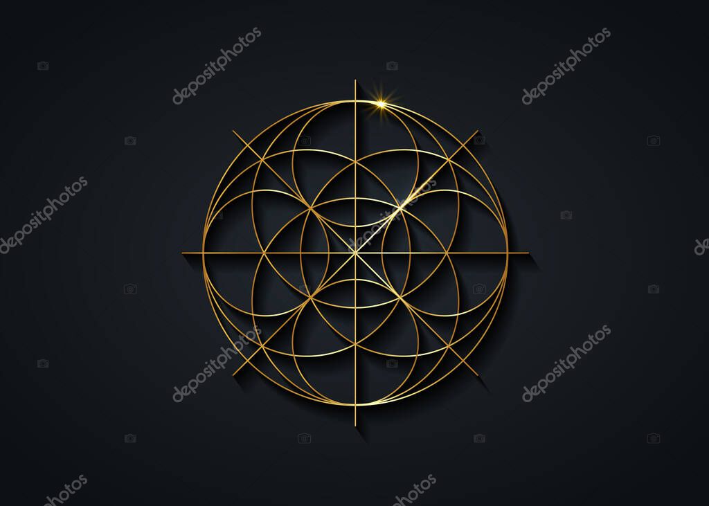 Geometría Sagrada símbolo de oro, Semilla de signo de vida. Mandala ...