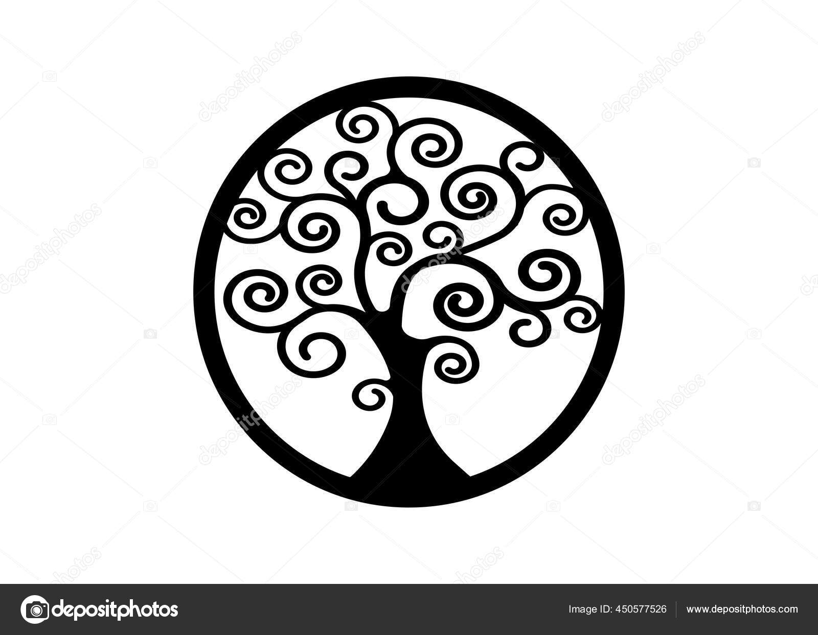 Albero Sacro Albero Rotondo Della Vita Icona Logo Naturale Albero ...