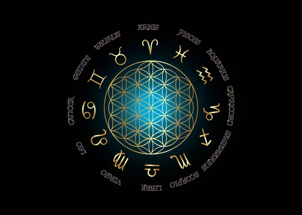 Wiccan symbol of protection. Gold Mandala Witches runes, Mystic Wicca divination. Ancient occult ...