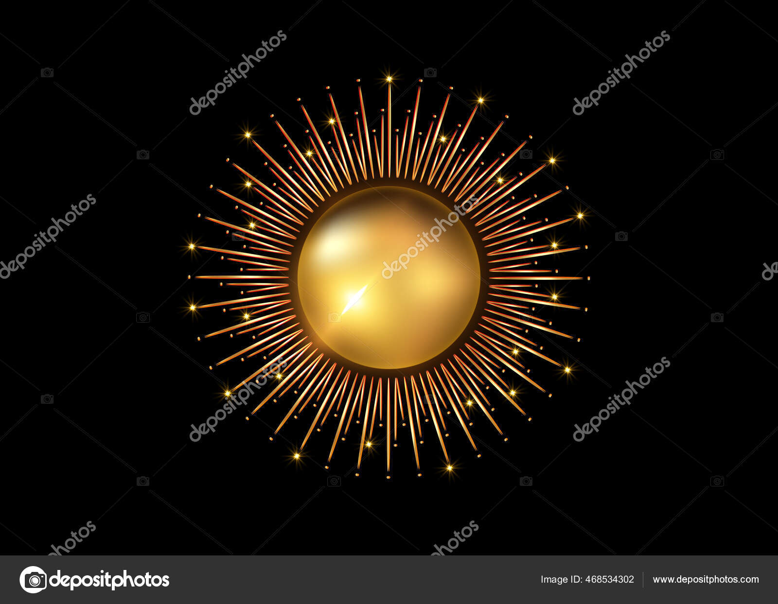 Sun Logo Gold Icon Concept Sunburst Sign Golden Radial Rays Stock ...